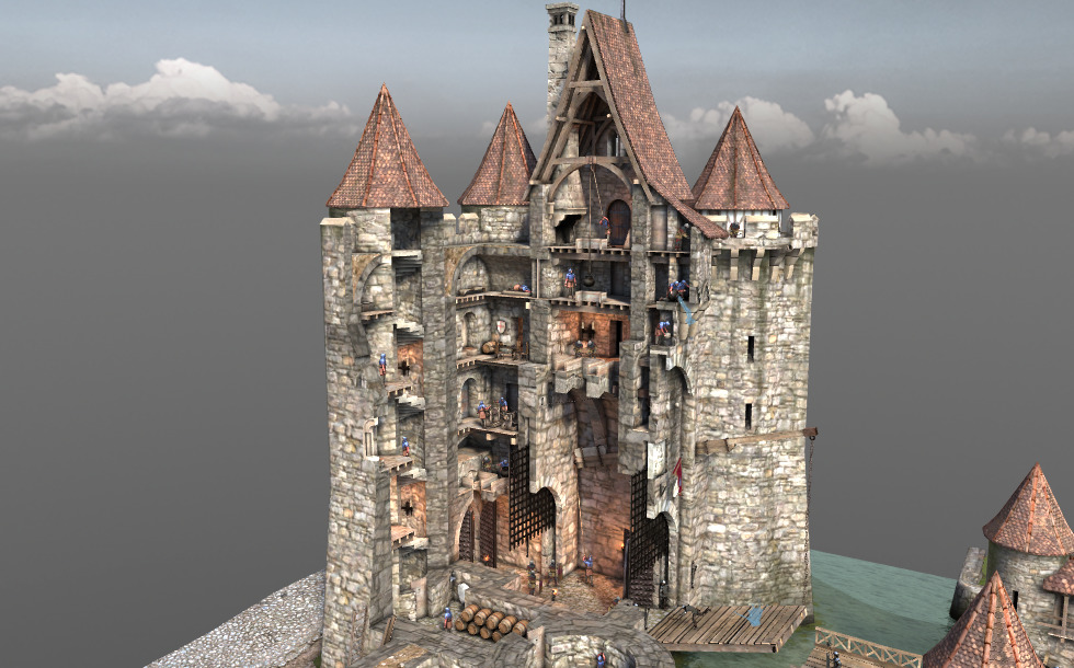 Gate tower - نماذج ثلاثية الأبعاد - موزايك للتعليم و التعلم الرقمي