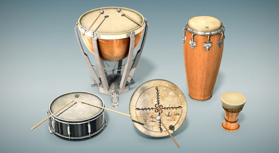 الطبول - نماذج ثلاثية الأبعاد - موزايك للتعليم و التعلم الرقمي