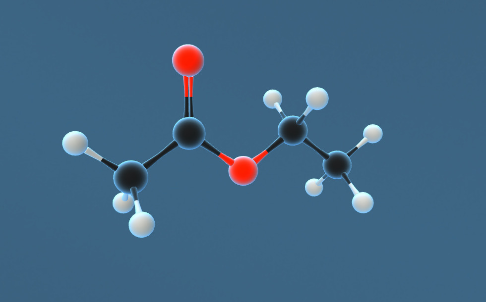 Ethylacetát (C₄H₈O₂) - 3D animace - Mozaik digitální vyučování a studium
