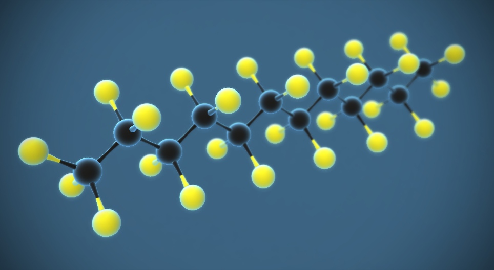 Polytetrafluorethylen (teflon) (C₂F₄) n - 3D animace - Mozaik digitální ...