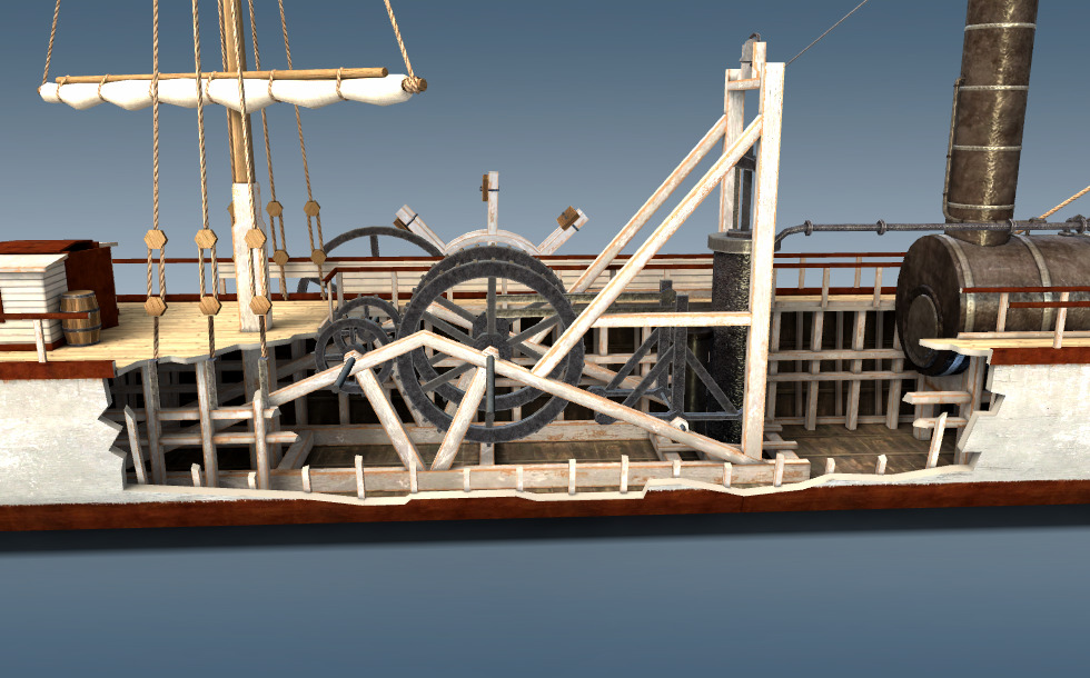 North River Steamboat (kolesový parník Clermont) (1807) - 3D animace ...