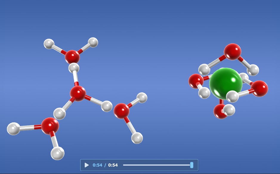 Opløsning af hydrogenchlorid (HCl) i vand - 3D-scene - Mozaik digital ...