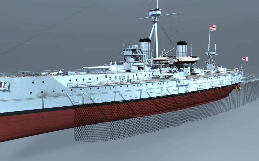 Slagskib (HMS Dreadnought, 1906) - 3D-scene - Mozaik digital ...