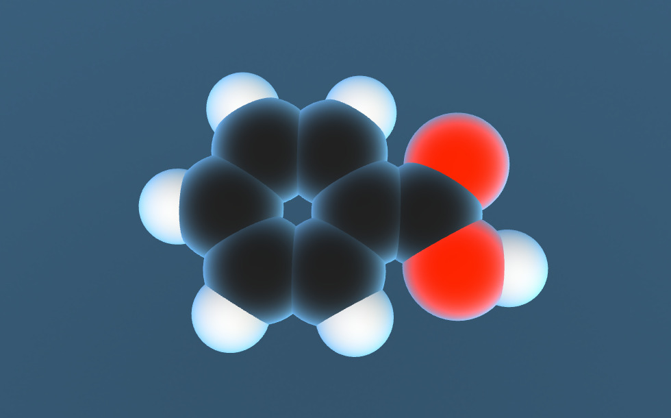 Die Benzoesäure (C₆H₅COOH) - 3D-Modell - Mozaik Digitale Bildung und Lernen
