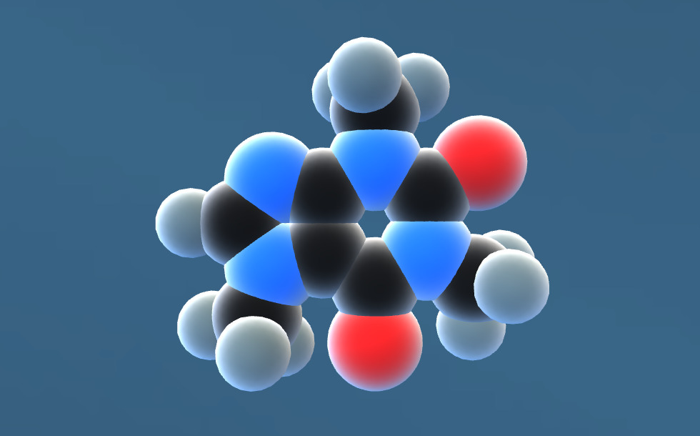 Koffein (1,3,7-Trimethylxanthin) - 3D-Modell - Mozaik Digitale Bildung ...