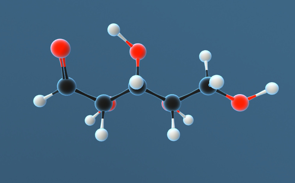 Die D-Ribose (C₅H₁₀O₅) - 3D-Modell - Mozaik Digitale Bildung und Lernen