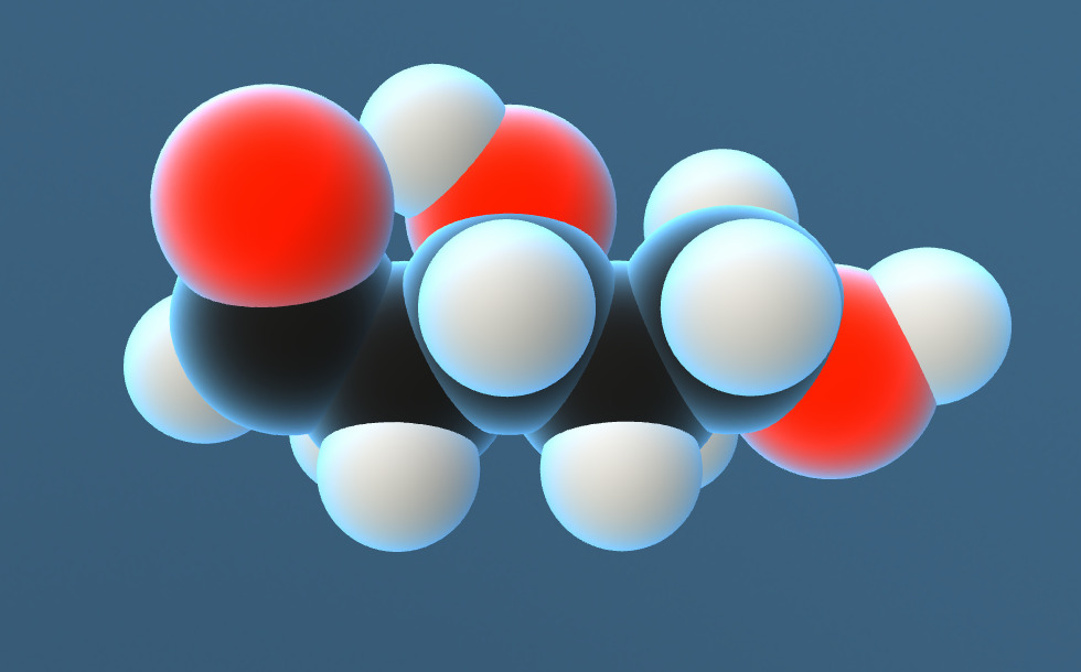 Die D-Ribose (C₅H₁₀O₅) - 3D-Modell - Mozaik Digitale Bildung und Lernen