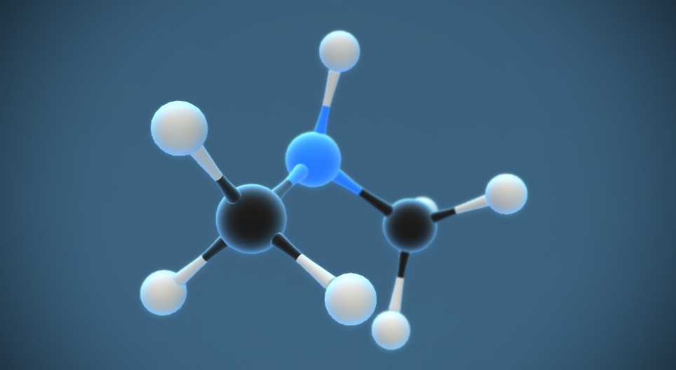 Dimethylamin (NH(CH₃)₂) - 3D-Modell - Mozaik Digitale Bildung und Lernen