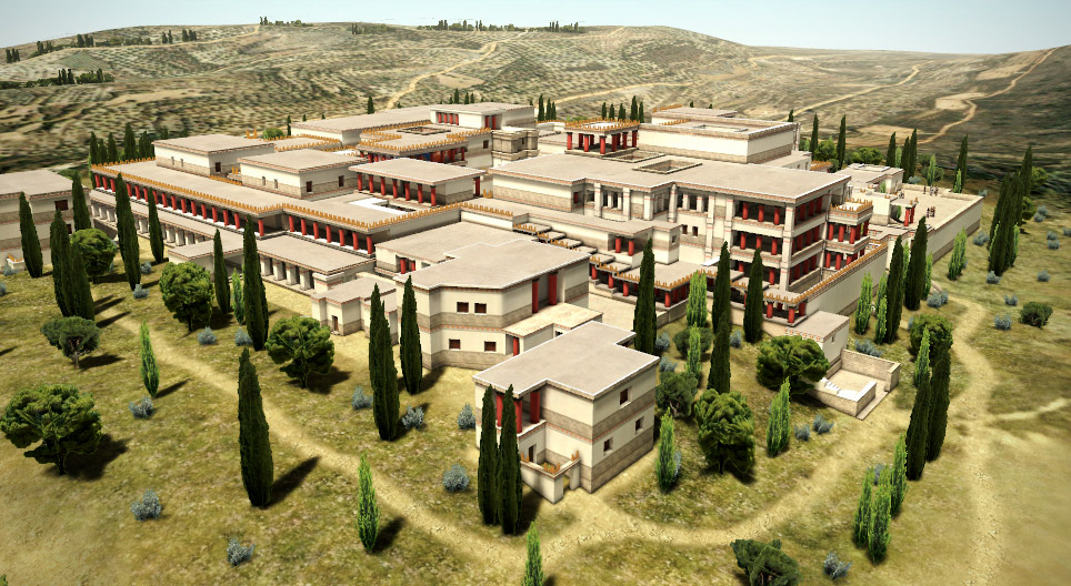 Der Palast von Knossos (2. Jahrtausend v. Chr.) - 3D-Modell - Mozaik ...