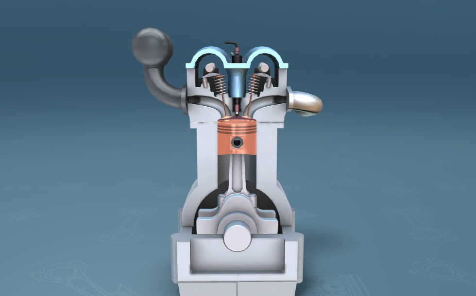 2 Stroke Diesel Engine Animation
