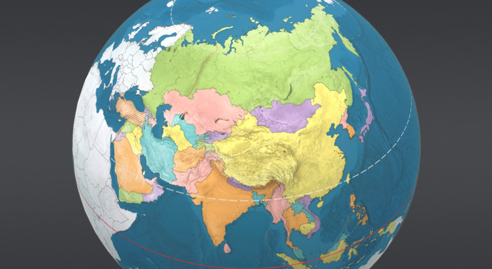 The countries of Asia - 3D scene - Mozaik Digital Education and Learning