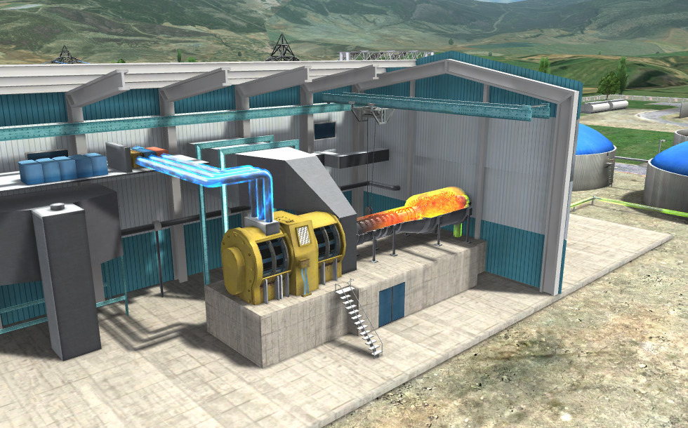 Biogas power plant - 3D scene - Mozaik Digital Education and Learning