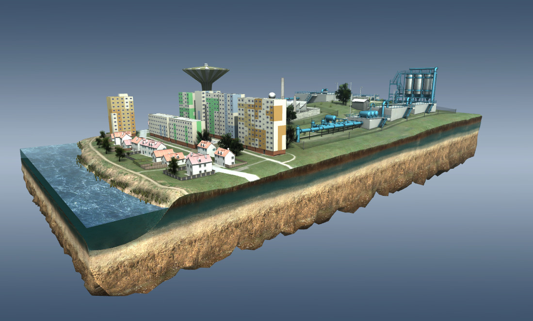 Water supply system - 3D scene - Mozaik Digital Education and Learning