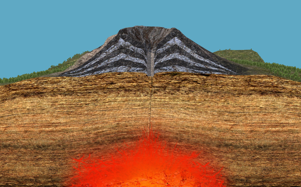Formation of stratovolcanoes - 3D scene - Mozaik Digital Education and ...