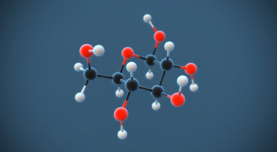 Beta-D-glucose (C₆H₁₂O₆) - 3D scene - Mozaik Digital Education and Learning