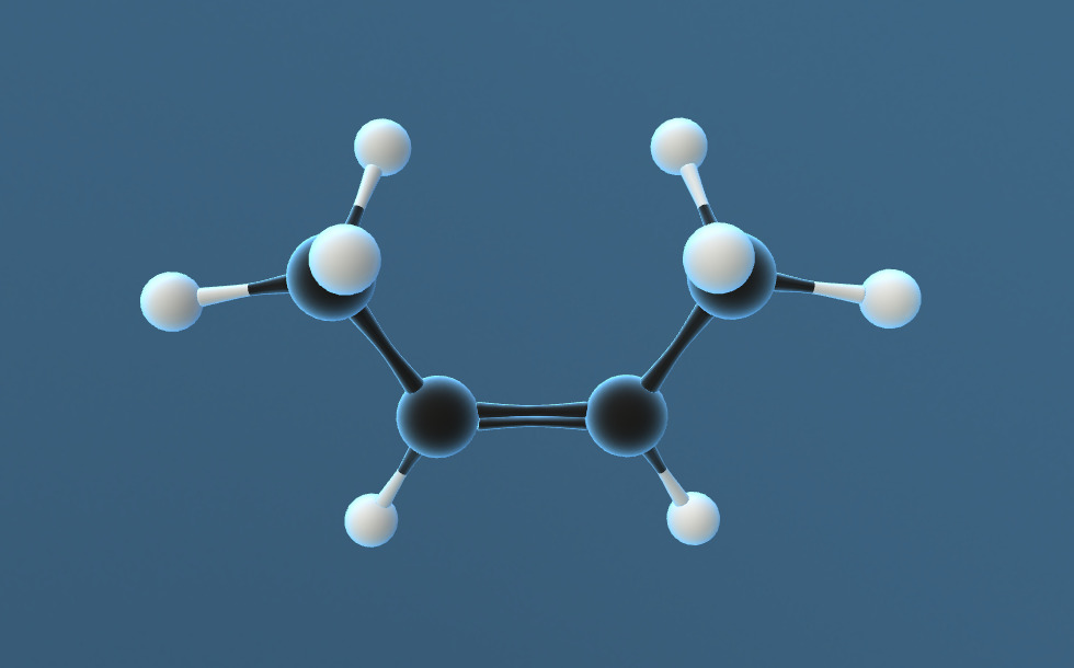 Cis-2-butene (C₄H₈) - 3D scene - Mozaik Digital Education and Learning