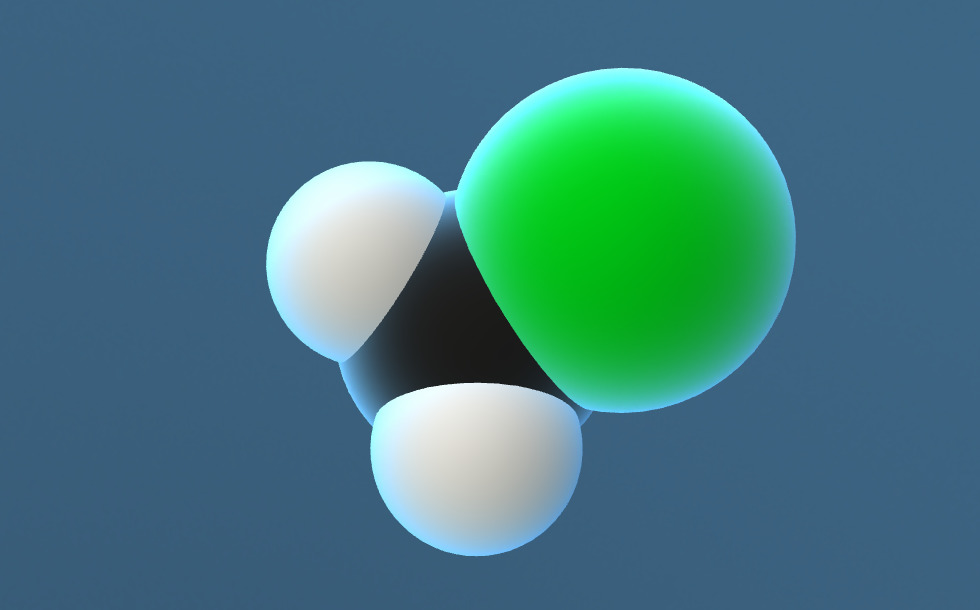 Chloromethane (methyl-chloride) (CH₃Cl) - 3D scene - Mozaik Digital ...