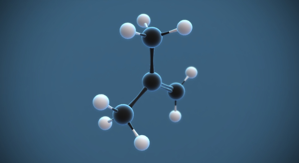 2-methylpropene (isobutene, C₄H₈) - 3D scene - Mozaik Digital Education ...