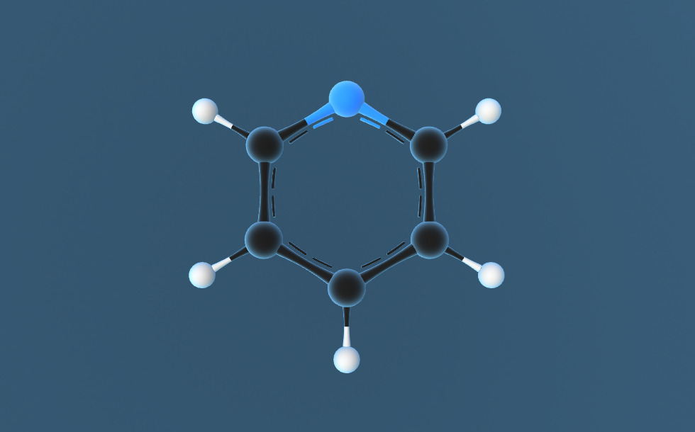 Pyridine (C₅H₅N) - 3D scene - Mozaik Digital Education and Learning