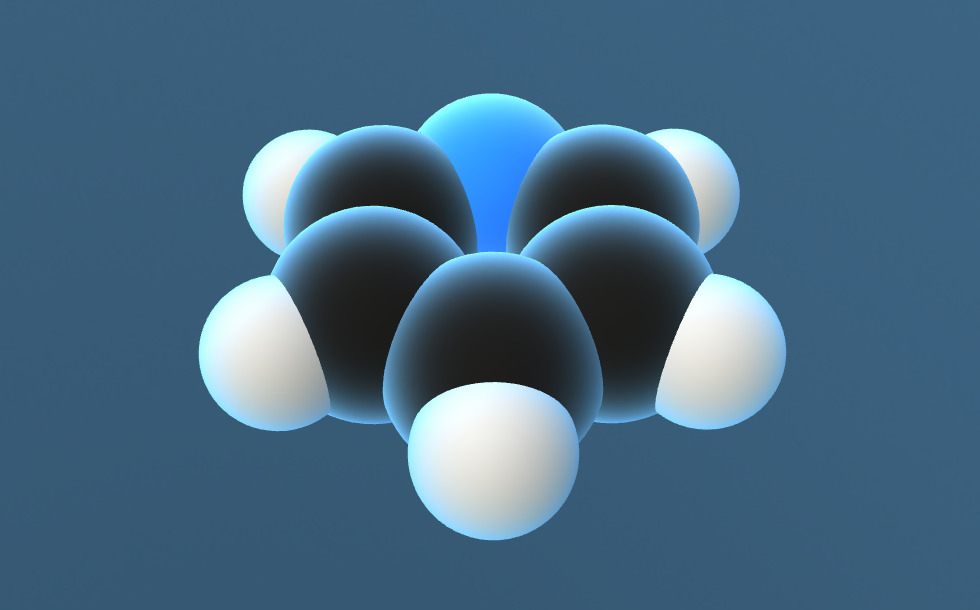 Pyridine (C₅H₅N) - 3D scene - Mozaik Digital Education and Learning