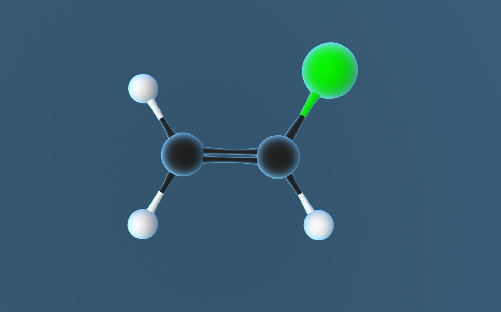 Vinyl chloride (chloroethylene) (C₂H₃Cl) - 3D scene - Mozaik Digital ...