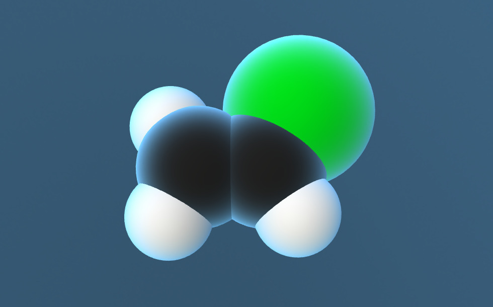 Vinyl chloride (chloroethylene) (C₂H₃Cl) - 3D scene - Mozaik Digital ...