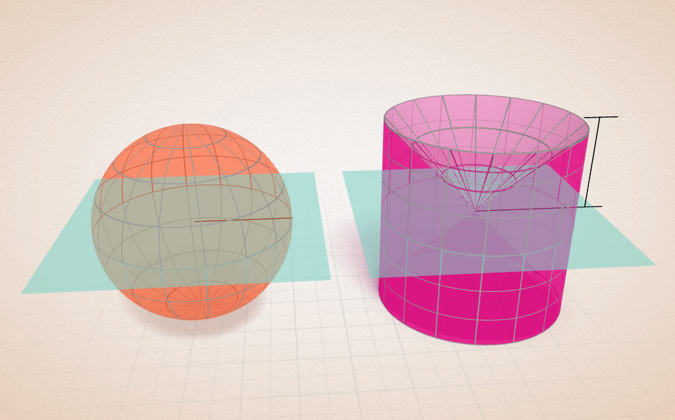Volume of spheres (Cavalieri´s principle) - 3D scene - Mozaik Digital ...