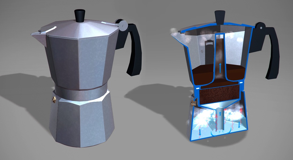 Coffee machines - 3D scene - Mozaik Digital Education and Learning