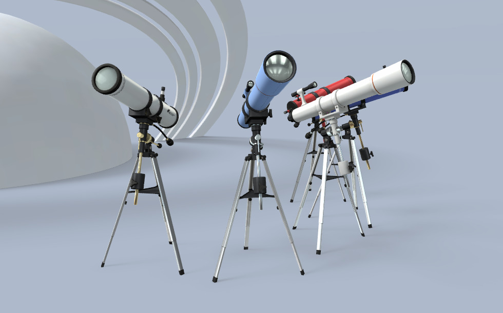 Telescopes - 3D scene - Mozaik Digital Education and Learning