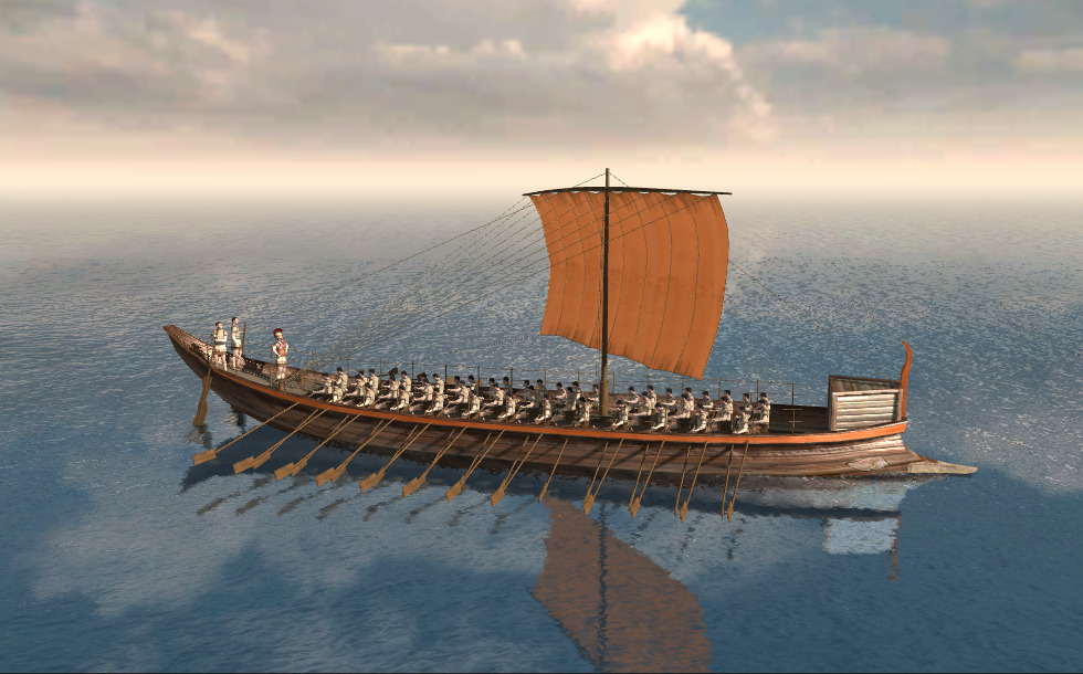 Bireme (ancient oared warship) - 3D scene - Mozaik Digital Education ...