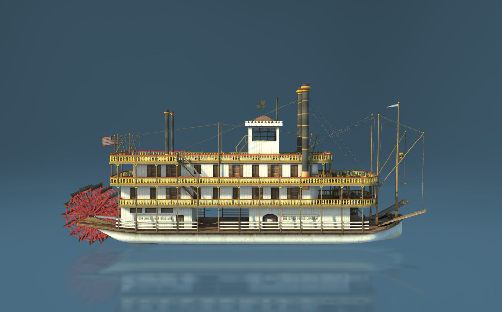 Steamboat on the Mississippi River - 3D scene - Mozaik Digital ...