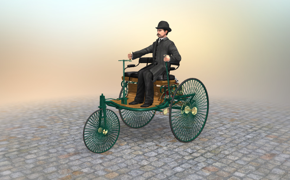 Patent-Motorwagen (Karl Benz, 1886) - 3D scene - Mozaik Digital ...