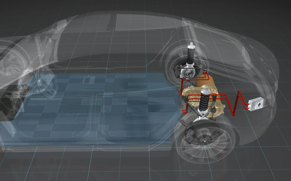 Electric car - 3D scene - Mozaik Digital Education and Learning