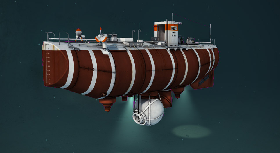 The bathyscaphe Trieste - 3D scene - Mozaik Digital Education and Learning