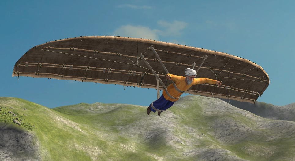 Medieval Arab flying machine (Abbas Ibn Firnas, 9th century) - 3D scene ...