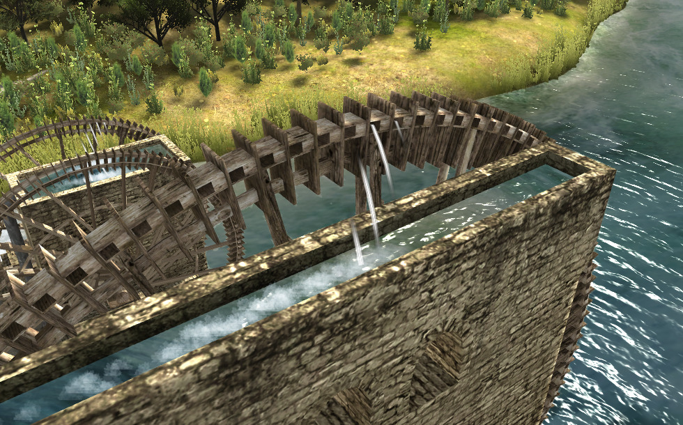 Syrian water wheels (City of Hama, 13th century) - 3D scene - Mozaik ...