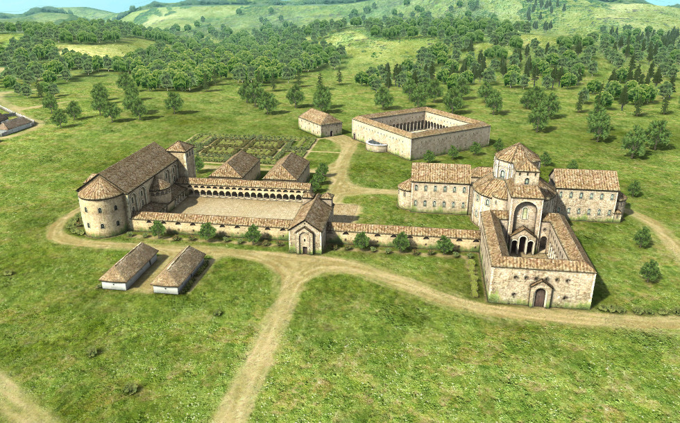 Palace of Charlemagne (Aachen 9th century) - 3D scene - Mozaik Digital ...