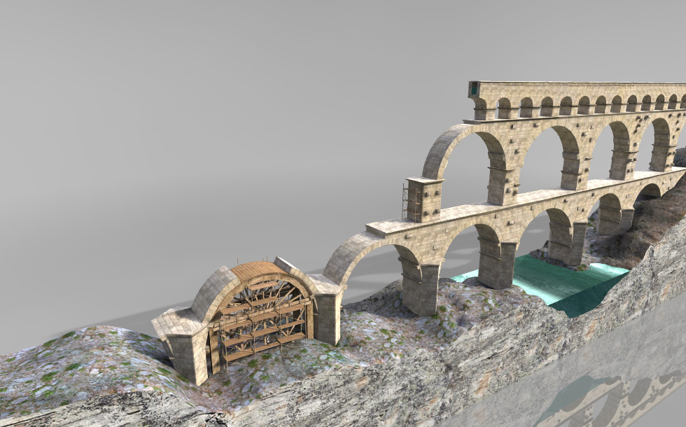 Ancient Roman aqueduct and road - 3D scene - Mozaik Digital Education ...