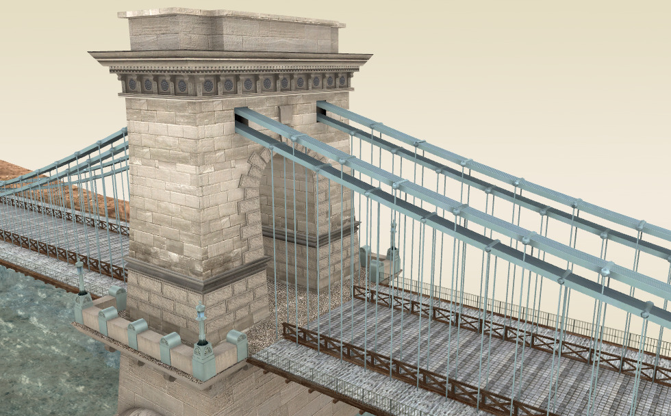 Chain Bridge (Budapest) - 3D scene - Mozaik Digital Education and Learning