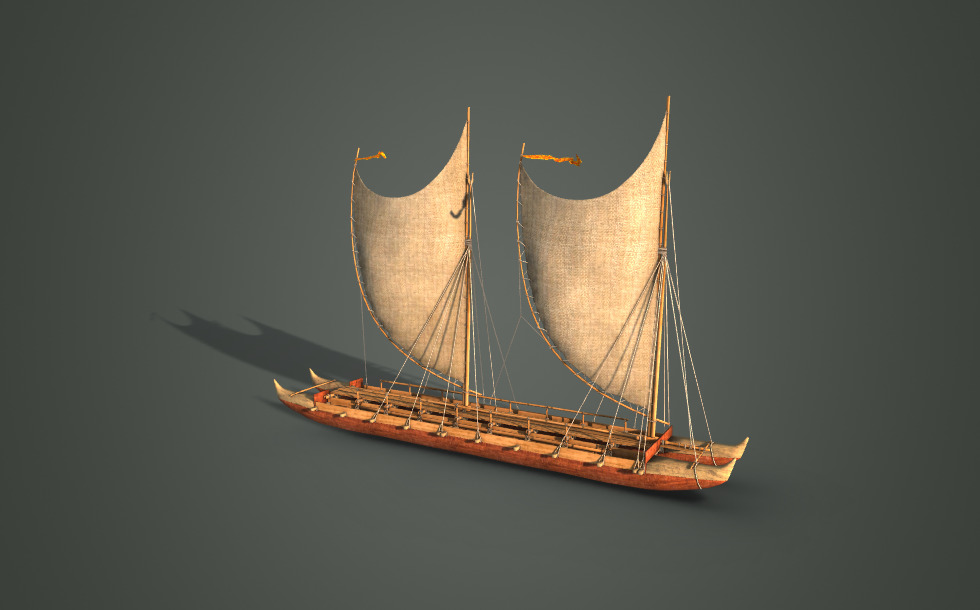 Polynesian catamaran - 3D scene - Mozaik Digital Education and Learning