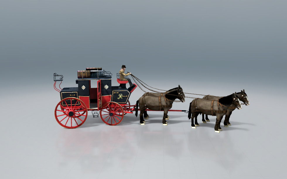 Mail coach service (Great Britain, 18th century) - 3D scene - Mozaik ...