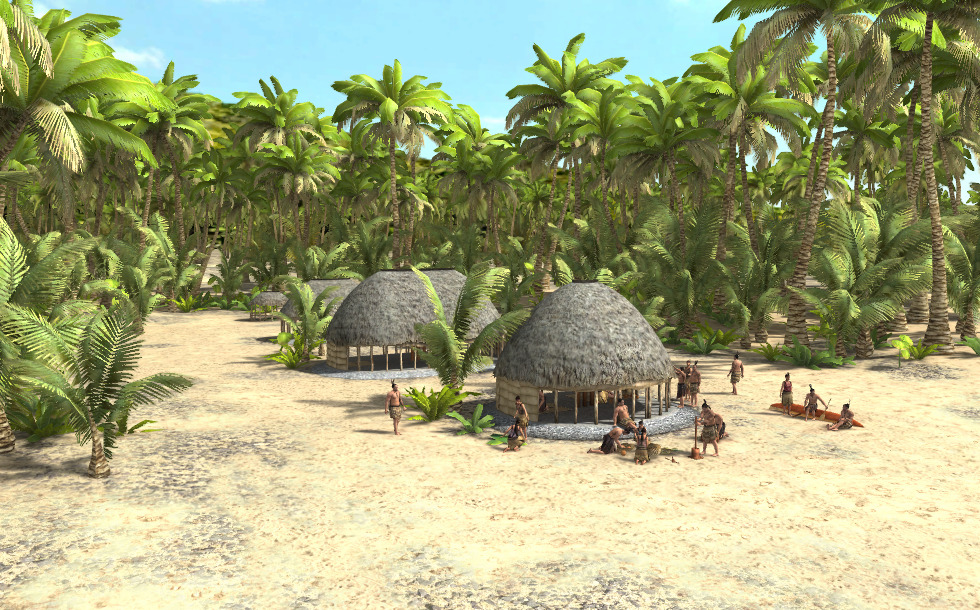 Polynesian family settlement (Samoa, 15th century) - 3D scene - Mozaik ...