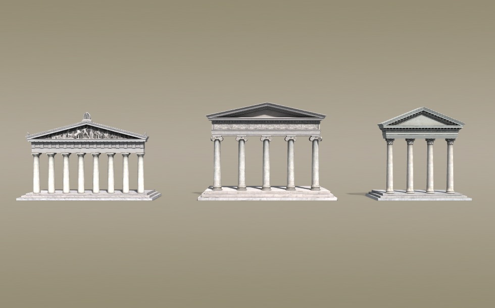 Types of ancient Greek columns - 3D scene - Mozaik Digital Education ...