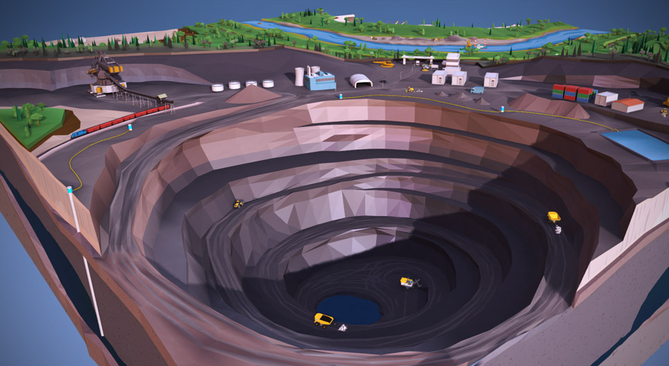 Open-cast mine - 3D scene - Mozaik Digital Education and Learning