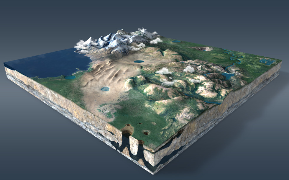 The development of lakes - 3D scene - Mozaik Digital Education and Learning