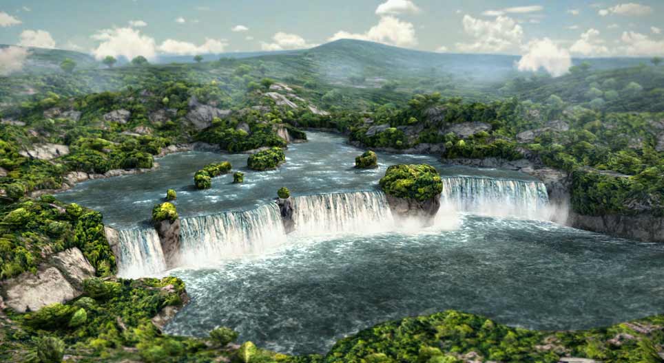 Waterfall - 3D scene - Mozaik Digital Education and Learning