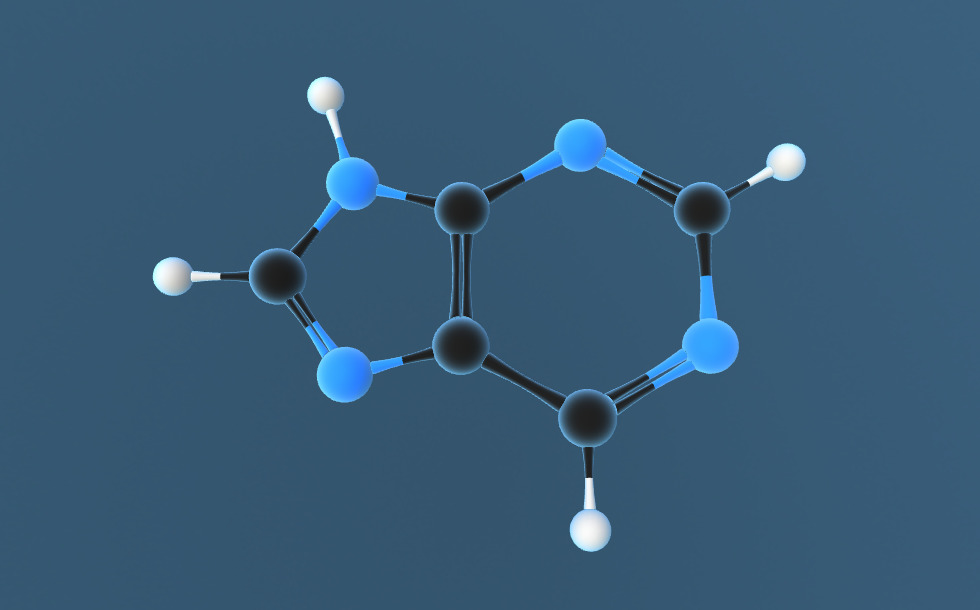 Purine (C₅H₄N₄) - 3D scene - Mozaik Digital Education and Learning