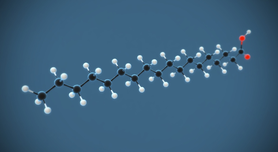 Stearic acid (octadecanoic acid) (C₁₇H₃₅COOH) - 3D scene - Mozaik ...