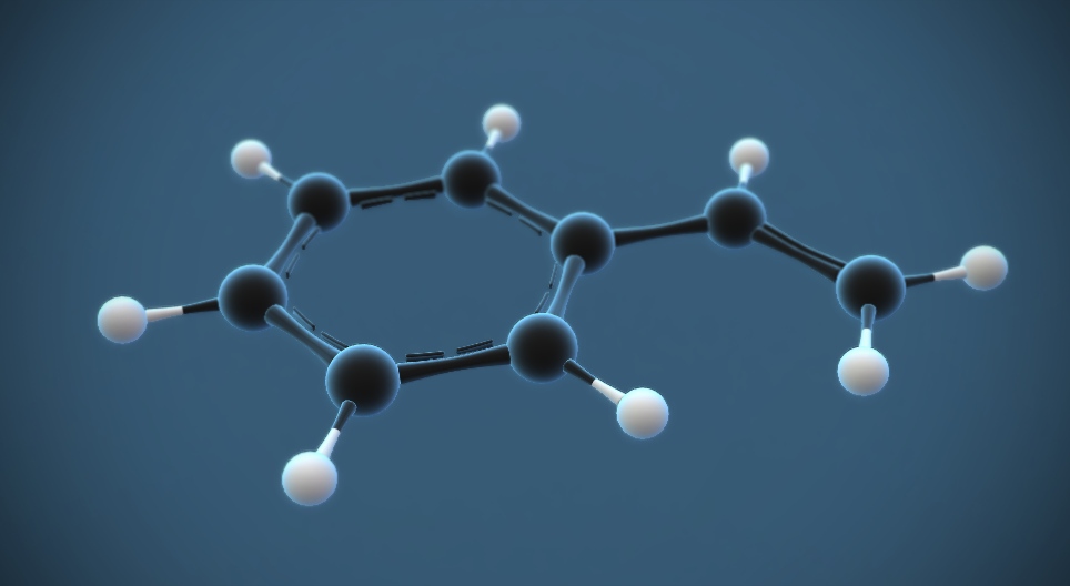 Styrene (vinyl benzene) (C₈H₈) - 3D scene - Mozaik Digital Education ...