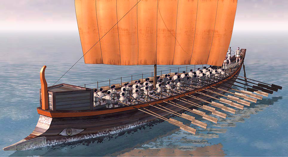 Bireme (ancient oared warship) - 3D scene - Mozaik Digital Education ...